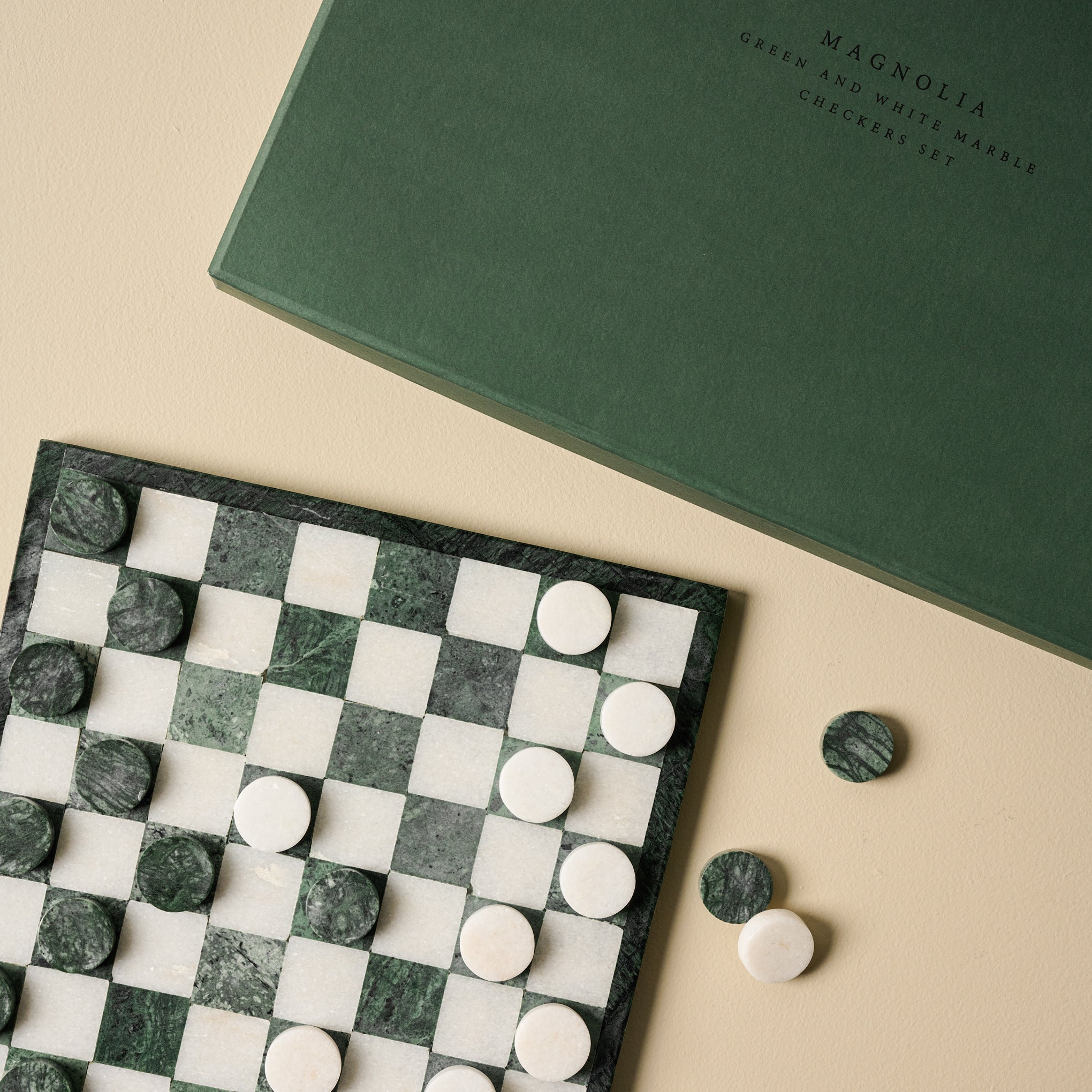 Green And White Marble Checkers Set - Magnolia